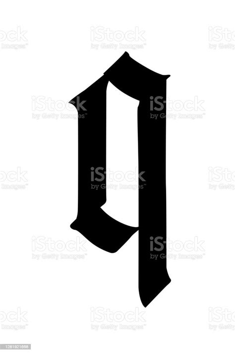 편지 Q 고딕 양식의 스타일 벡터 알파벳 기호는 흰색 배경에서 격리됩니다 서예와 글자 중세 라틴어 문자 회사의 로고 모노 그램 문신에 대한 우아한 글꼴 고딕 양식에 대한