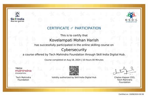 K Harish On Linkedin Cybersecurity Techmahindrafoundation Skillindia Digitalskills