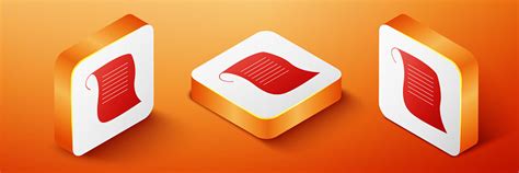 주황색 배경에 격리된 등분 성 용지 스크롤 아이콘입니다 캔버스 스크롤 기호입니다 주황색 정사각형 버튼 벡터 0명에 대한 스톡 벡터 아트 및 기타 이미지 Istock