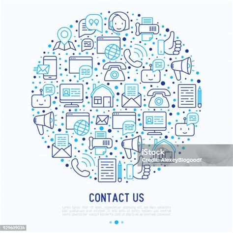 문의 전화 팩스 연산자 콜 센터 전자 메일 채팅 봇 포인터 피드백의 얇은 선 아이콘 원에 개념 현대 벡터 일러스트 레이 션 배너