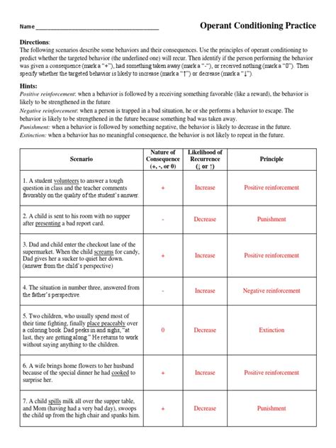 Answer Key Classical Or Operant Conditioning Pdf Classical Worksheets Library