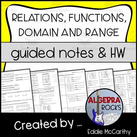 Relations Function Domain And Range Guided Notes Homework Set Guided Notes Relatable