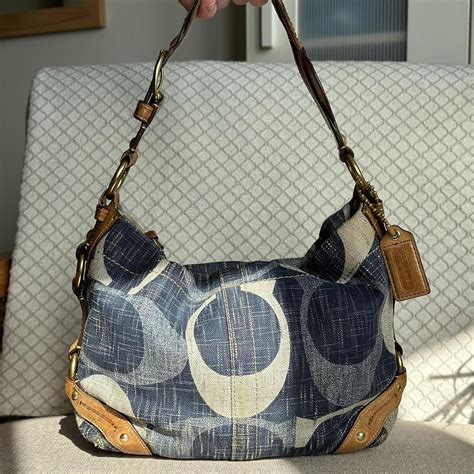 Vintage Coach Denim Shoulder Bag Chic Stunning Depop