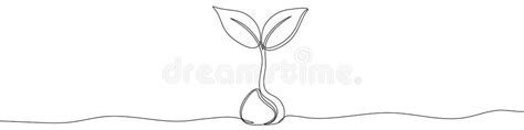 Black Sprouting Plant In One Line Art Style Sprout Drawing With