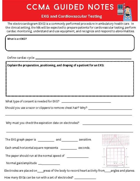 Nha Ccma Certification Prep Ekg And Cardiac Testing Guided Notes
