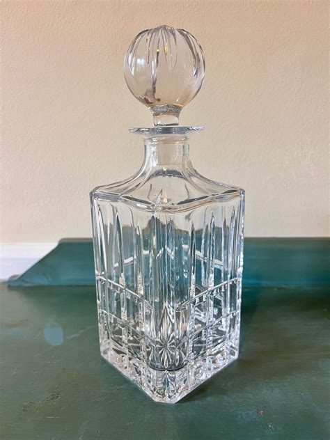 Vintage Block Crystal 24 Lead Cut Glass Decanter With Stopper Etsy