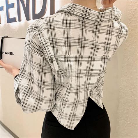 봄 여자 데일리 개강룩 여성 체크 크롭 남방 셔츠