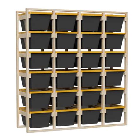 27 Gallon Diy Tote Storage Rack Black And Yellow Bins” Diy Plans And E