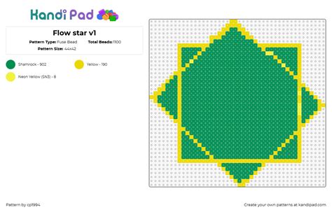 Flow Star V1 Fuse Bead Pattern Kandi Pad Kandi Patterns Fuse Bead