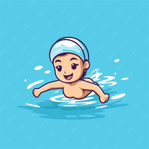 수영장에서 수영하는 귀여운 작은 소년 만화 터 일러스트레이션 프리미엄 벡터 수영장에서 수영하는 귀여운 작은 소년 만화 터 일러스트레이션 프리미엄 벡터