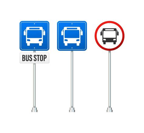 Flat Illustration With Blue Bus Stop Flat Vector Illustration