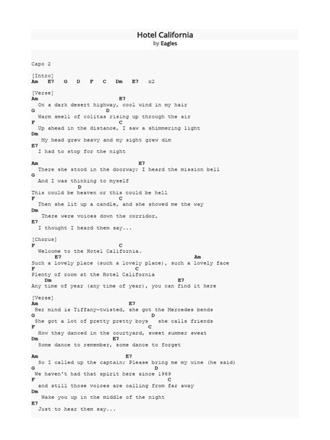 Hotel California Eagles Pdf