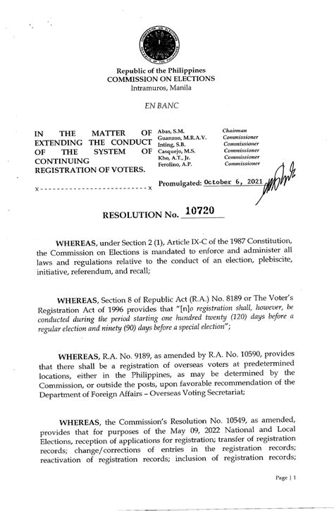 Comelec Resolution No 10720 Communication For Corporations