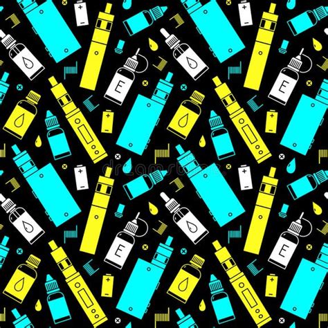 Vector Seamless Pattern Of Vape And Accessories Stock Vector Illustration Of Liquid Pattern