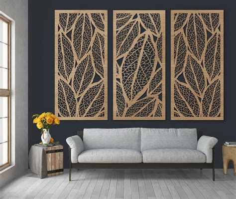 Set Of 3 Large Wooden Wall Art Panels On Frames Beautiful Living Room