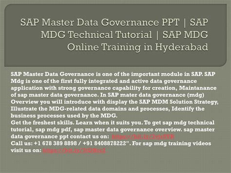 Ppt Sap Master Data Governance Ppt Sap Mdg Technical Tutorial Sap Mdg Online Tra