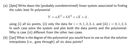 Solved 2 Polynomial Interpolation Versus Least Squares Chegg Com