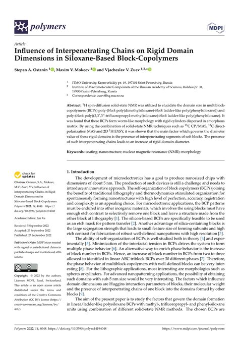 Pdf Influence Of Interpenetrating Chains On Rigid Domain Dimensions In Siloxane Based Block