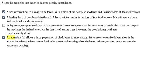 Solved Select The Examples That Describe Delayed Density