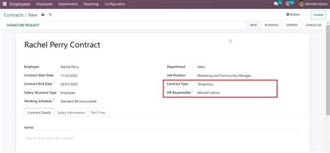 US Employee Contract Management In The Odoo 16 Employees Module