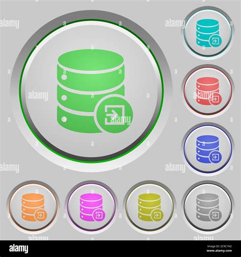 Import Database Color Icons On Sunk Push Buttons Stock Vector Image