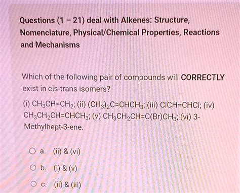 Solved Texts Questions 1 21 Deal With Alkenes Structure Nomenclature