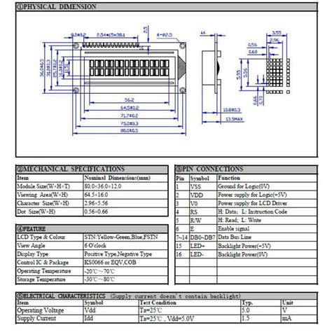 Lcd 1602 Yellow Green 16x2 Hd44780 Character Display Module For Arduin Boardsandsensors