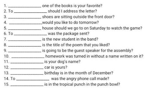 Interrogative Pronouns Worksheets