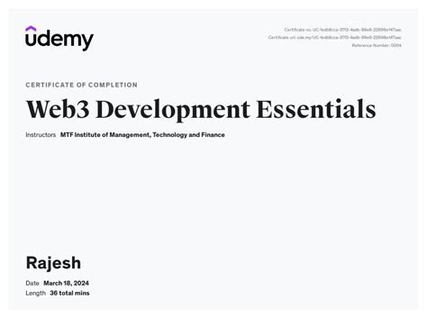 Completed Web 3 Development Course By Udemy Rajesh Chaudhari Posted