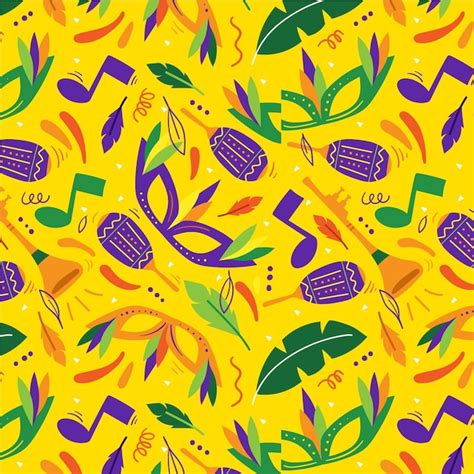 Brazilian Carnival Pattern Flat Design Free Vector