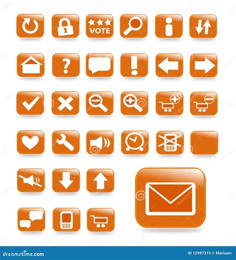 Orange Website Button Set Stock Illustration Illustration Of Orange 12997315