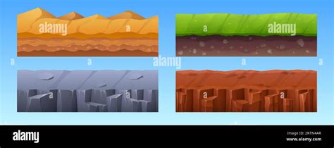 Game Seamless Ground And Underground Layer With Sand Hills Soil Ground