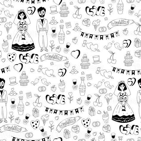 Seamless Wedding Pattern Couple Newlyweds 11720573 Png
