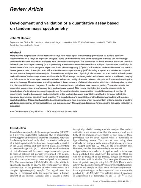 Pdf Development And Validation Of A Quantitative Assay Based On