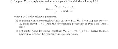 Solved Suppose X Is A Single Observation From A Population