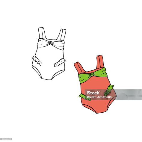 어린이 수영복 벡터 일러스트 흰색 배경에 밝은 고립 된 평평한 것 책 엽서 및 기타 디자인을 장식하십시오 0명에 대한 스톡 벡터 아트 및 기타 이미지 Istock