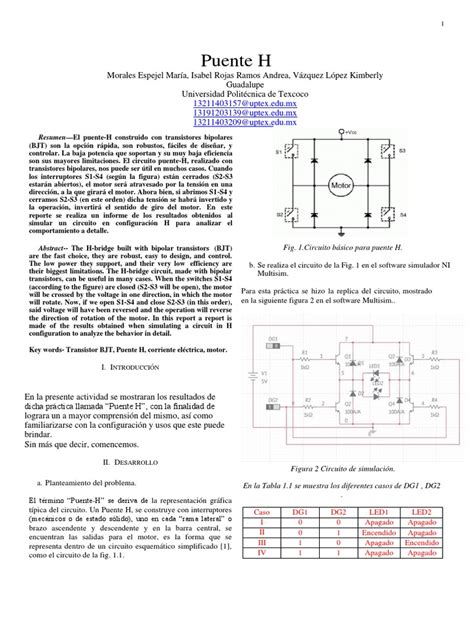 Puente H Pdf Diodo Emisor De Luz Corriente Eléctrica