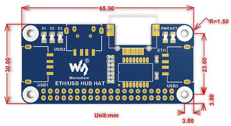 Ethernet USB HUB HAT For Raspberry Pi X RJ Ethernet Port X USB Ports