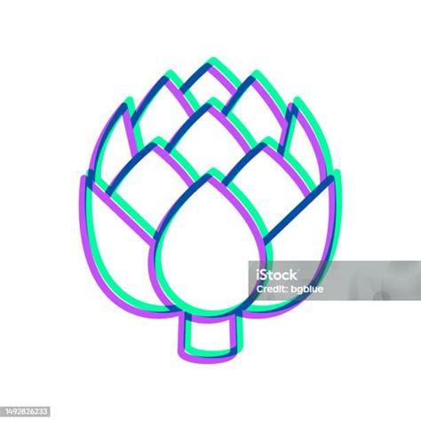 아티초크 흰색 배경에 두 가지 색상이 오버레이된 아이콘 3차원 형태에 대한 스톡 벡터 아트 및 기타 이미지 3차원 형태