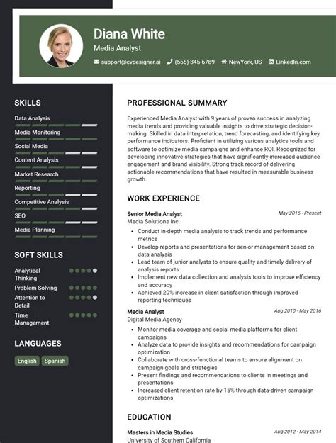 17 Media Analyst CV Examples And Templates For 2024 CVDesigner Ai