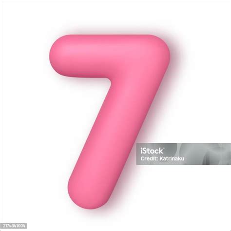 사실적인 3d 글꼴 색상 핑크 번호 7 풍선 형태의 숫자입니다 제품 광고 웹 배너 전단지 인증서 및 엽서에 대한 템플릿 벡터 일러스트 레이 션 분홍에 대한 스톡 벡터 아트