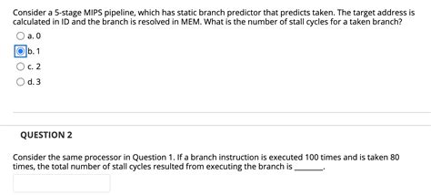 Solved Consider A 5 Stage Mips Pipeline Which Has Static
