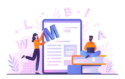 언어를 배우는 사람들 프리미엄 벡터