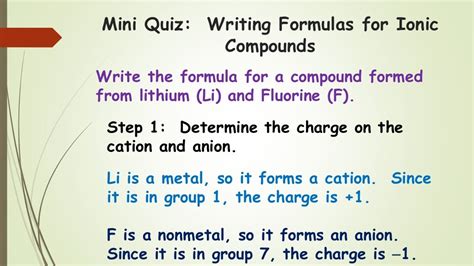 Naming And Writing Formulas For Ionic And Molecular Compounds Worksheet