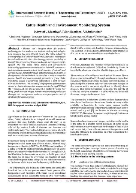 Cattle Health And Environment Monitoring System Pdf