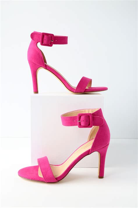 Cute Fuchsia Heels Ankles Strap Heels Vegan Suede Heels Lulus