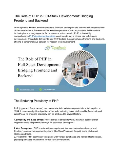 PPT The Role Of PHP In Full Stack Development Bridging Frontend And Backend PowerPoint