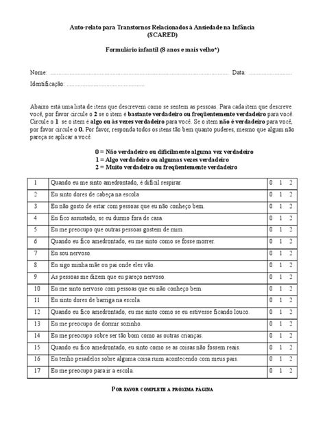 Upia Scared Português Pdf Ansiedade