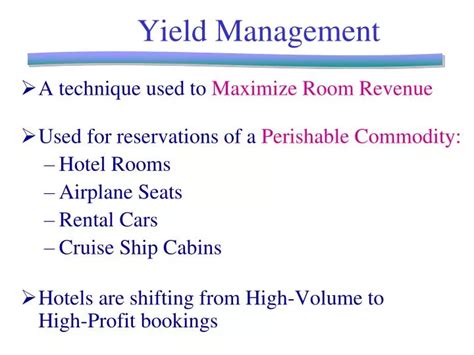 PPT Yield Management PowerPoint Presentation Free Download ID 6310296
