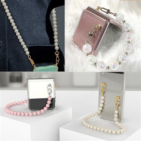 폰케이스2뽀 갤럭시z플립andz플립3 홀더 링 케이스 스트랩 롱 진주 제트플립 123